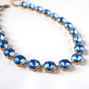 Light Blue Necklace, Ocean Blue Crystal Necklace, Blue Riviere Necklace ...