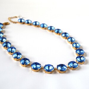 Light Blue Necklace, Ocean Blue Crystal Necklace, Blue Riviere Necklace ...