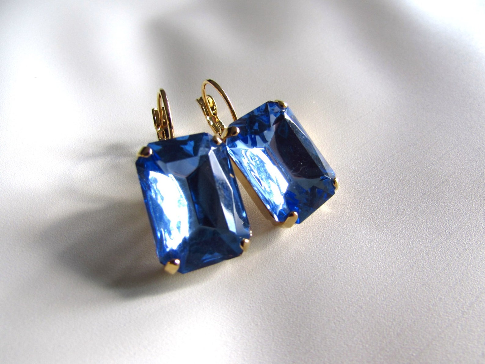 Blue Statement Earring, Light Blue Earrings, Blue Crystal Earrings ...