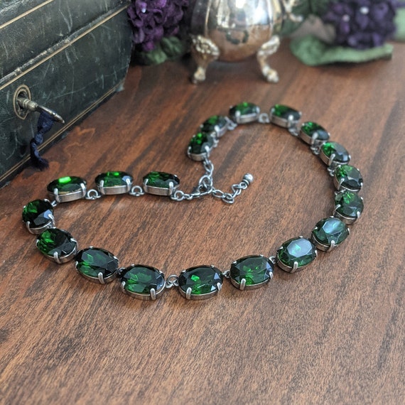 Dark Green Necklace Green Statement Necklace Tourmaline | Etsy