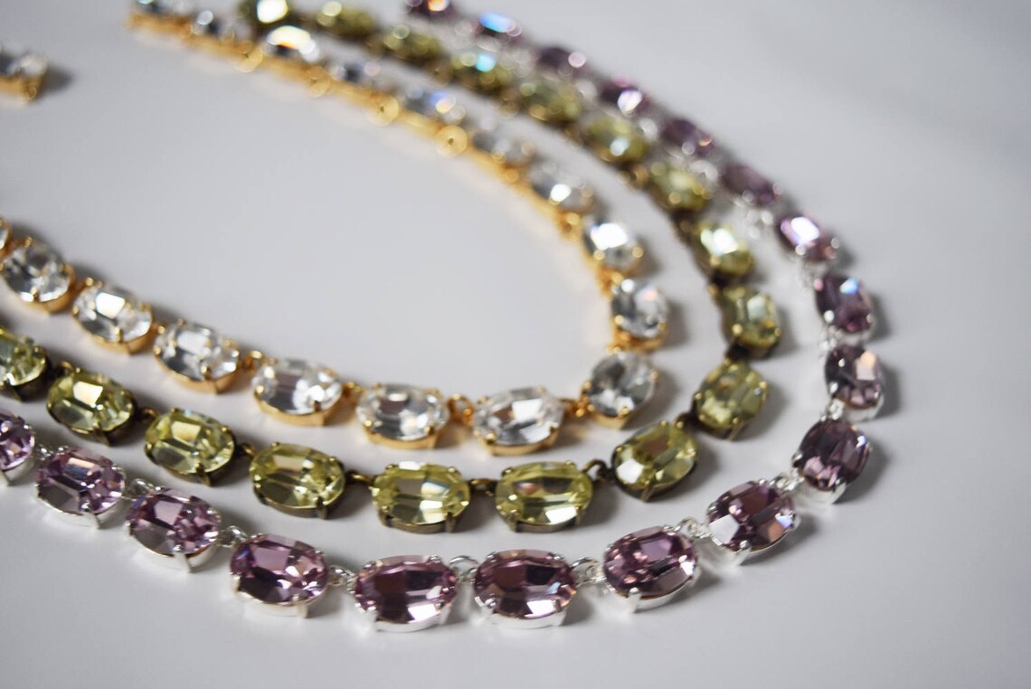 Citrine Yellow Swarovski Necklace, Lemon Rhinestone Jewelry, Yellow ...