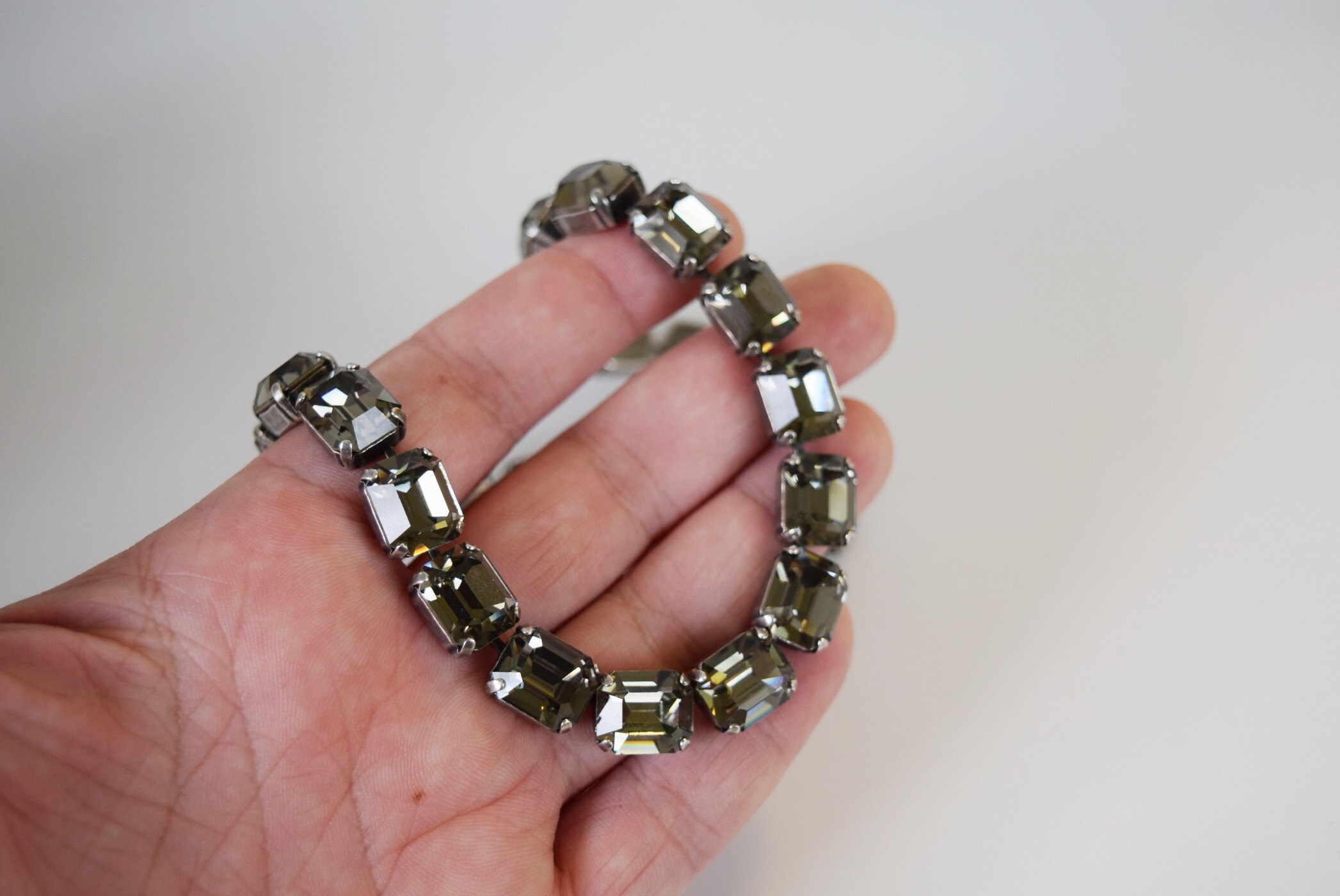 Grey Swarovski Crystal Necklace Pale Grey Rhinestone Jewelry - Etsy