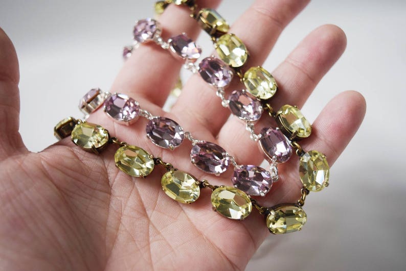 Citrine Yellow Swarovski Necklace Lemon Rhinestone Jewelry - Etsy