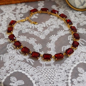 Ruby Red Statement Necklace, 18th Century Necklace, Red Collet Necklace ...