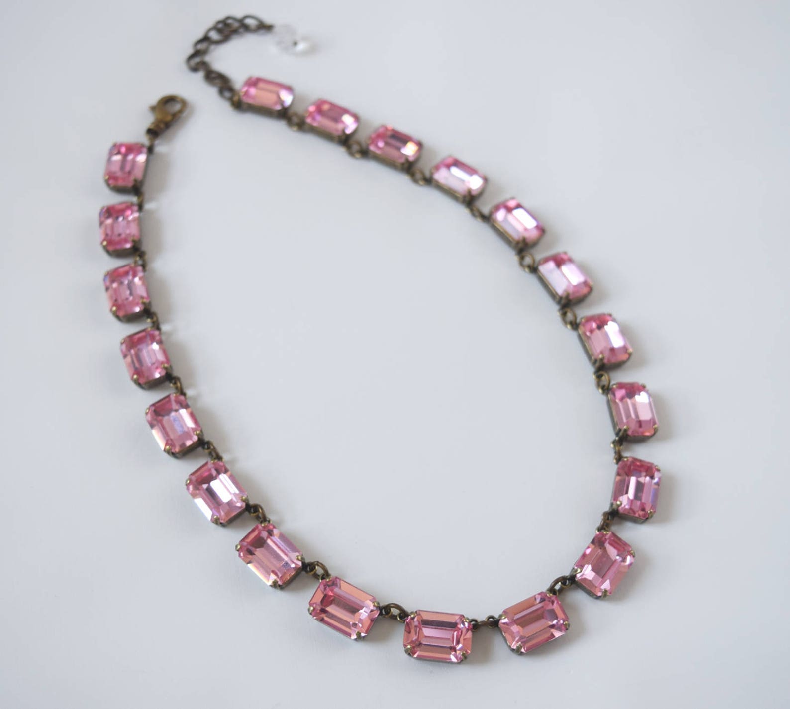 Light Pink Crystal Necklace Pink Swarovski Crystal Jewelry - Etsy