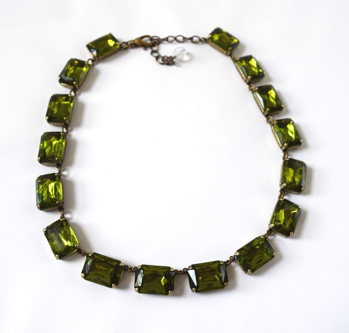 Olive Green Necklace Olive Statement Necklace Olive Jewelry - Etsy