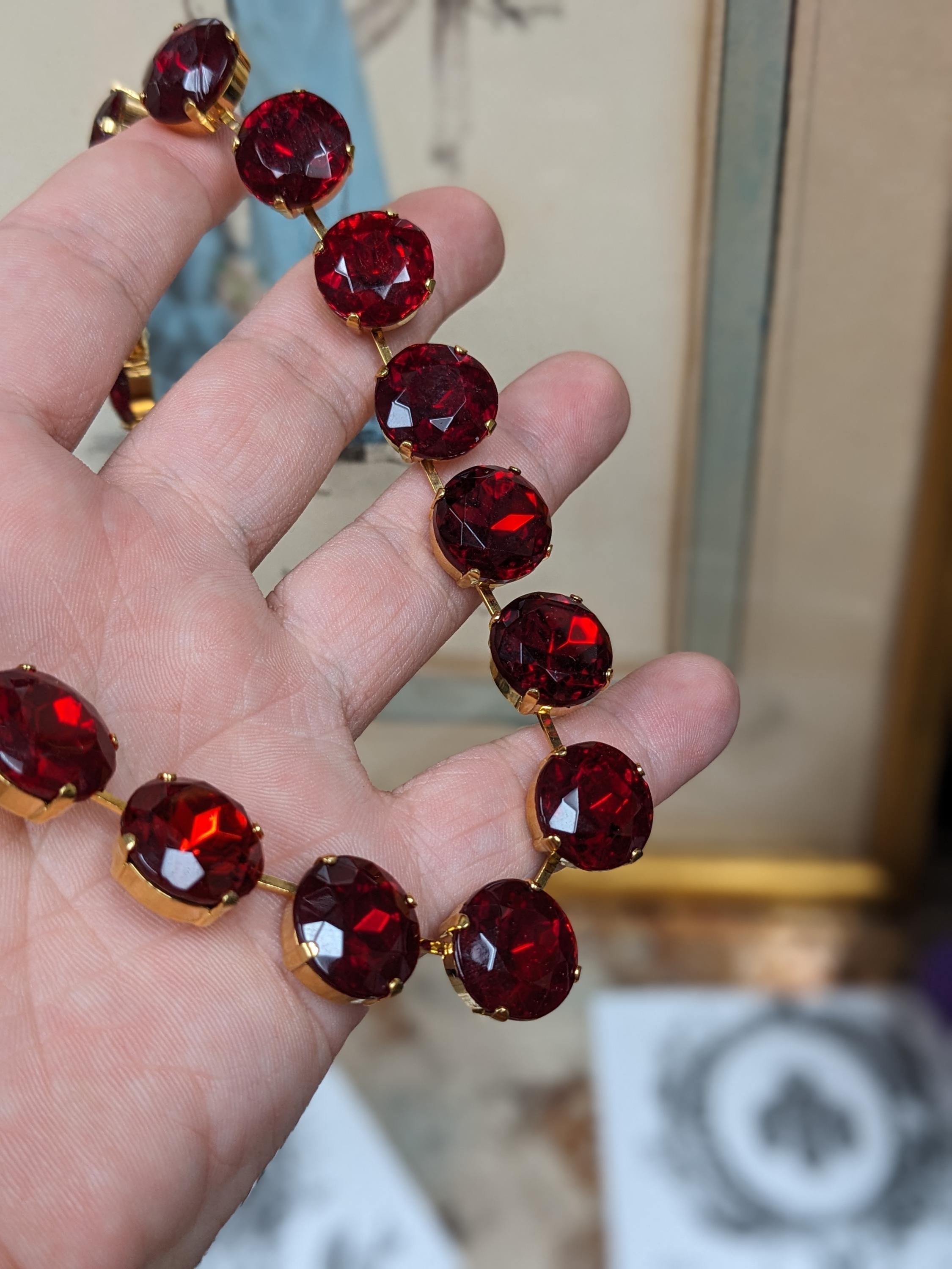 Ruby Anna Wintour Necklace, Red Georgian Collet Necklace, Georgian ...