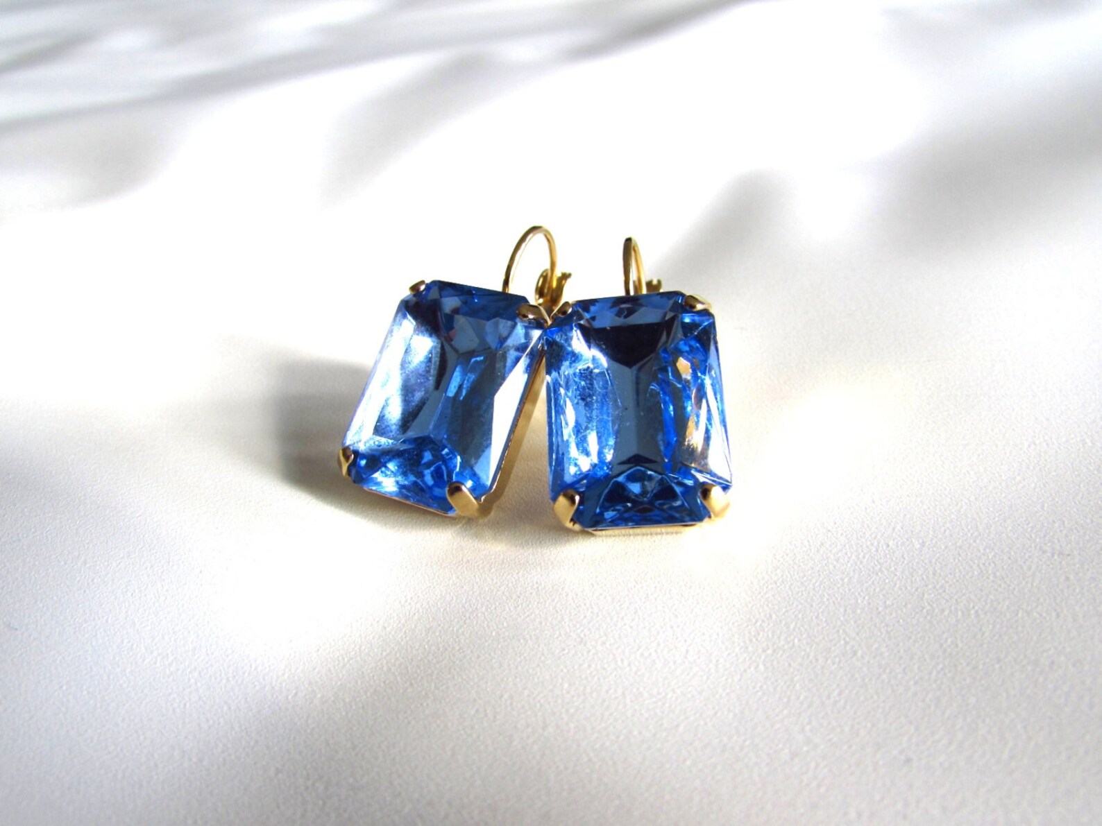 Blue Statement Earring Light Blue Earrings Blue Crystal - Etsy