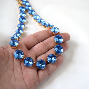 Light Blue Necklace, Ocean Blue Crystal Necklace, Blue Riviere Necklace ...