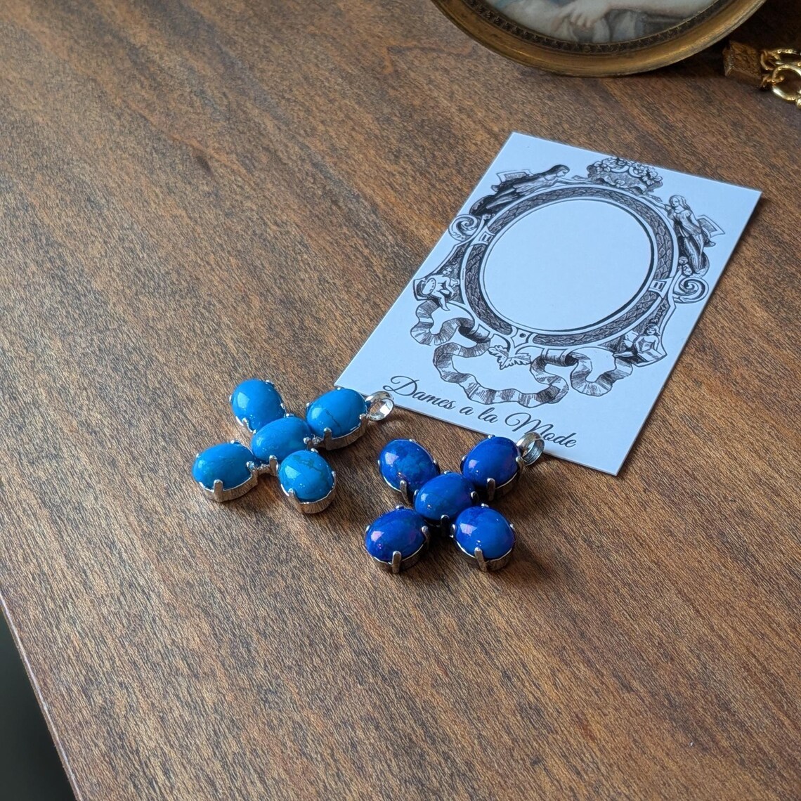 Blue Jane Austen Cross, Jane Austen Cross Pendant, Lapis Turquoise ...