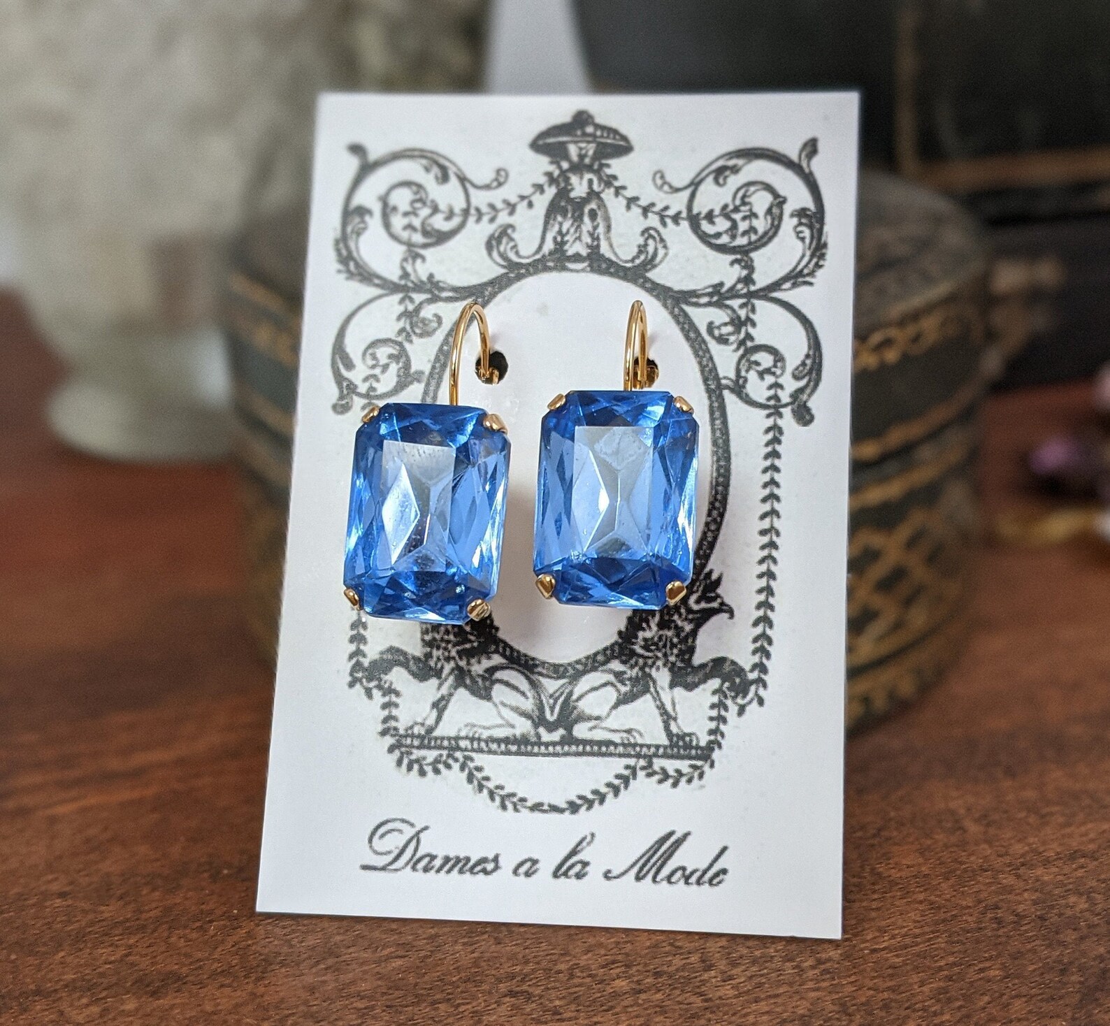 Blue Statement Earring Light Blue Earrings Blue Crystal - Etsy
