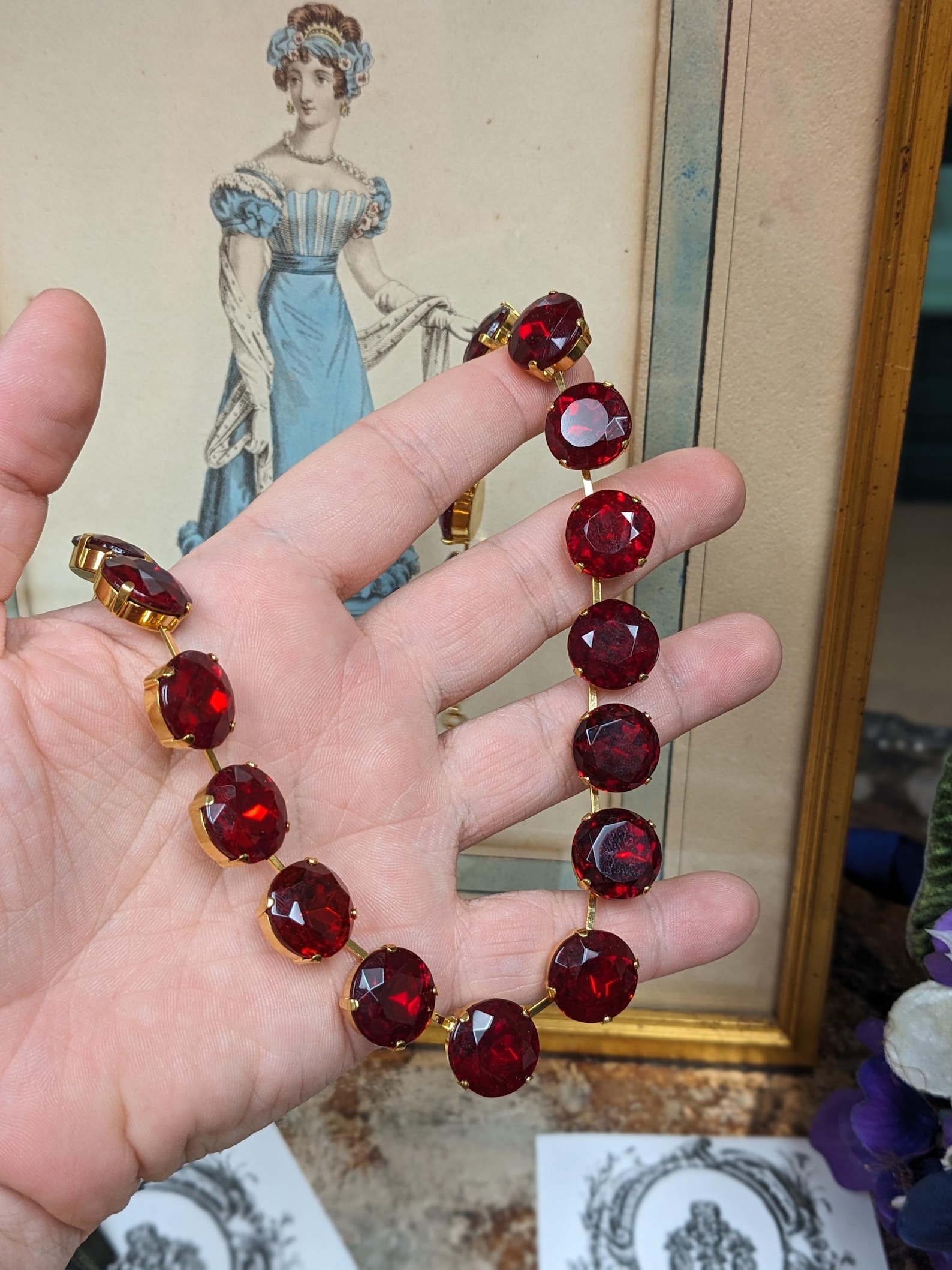 Ruby Anna Wintour Necklace, Red Georgian Collet Necklace, Georgian ...