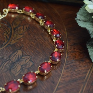 Ruby Anna Wintour Necklace, Georgian Collet Necklace, Red Paste. Red ...