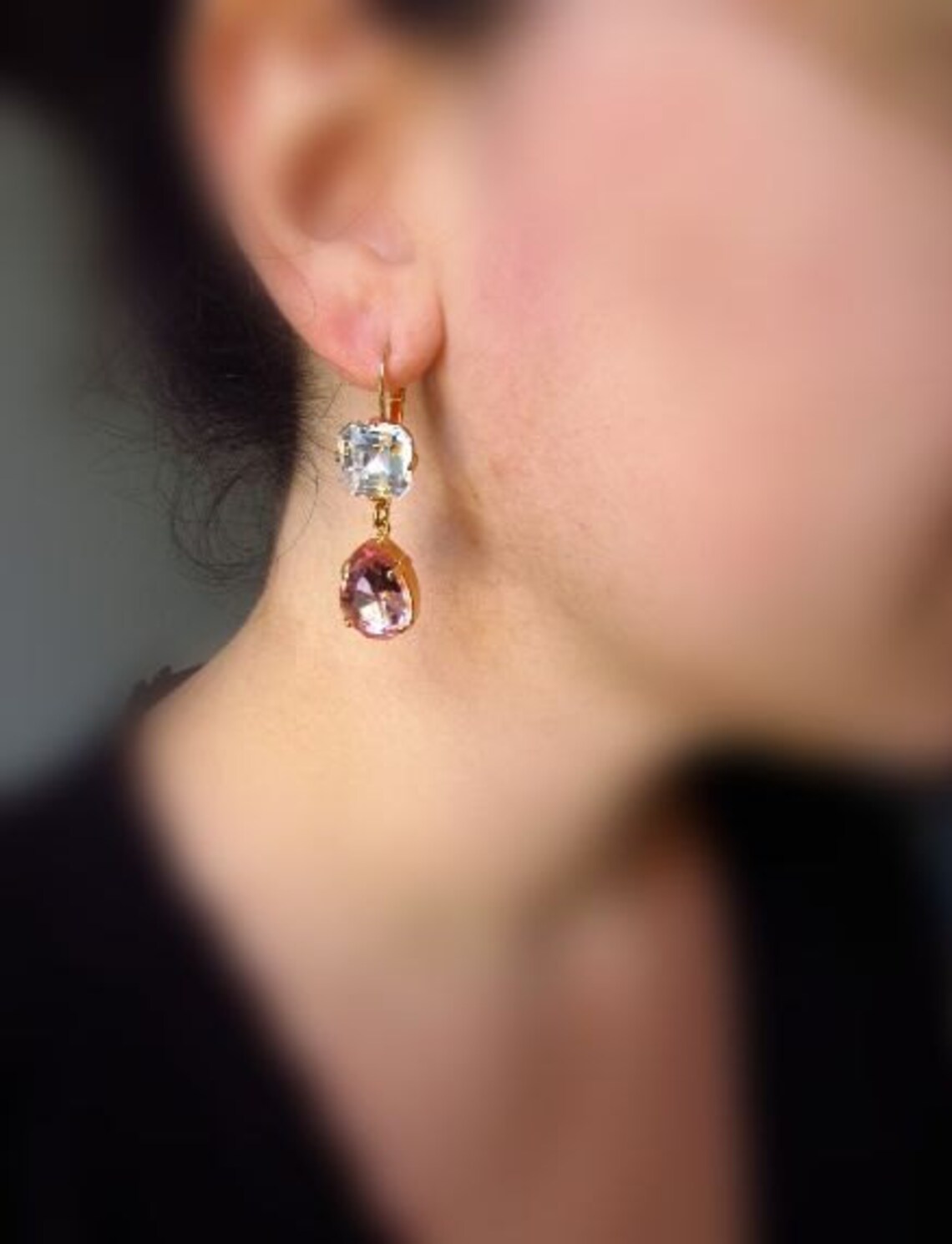 Clear Crystal Earrings, Diamond Wedding Earring, Paste Glass Jewelry ...