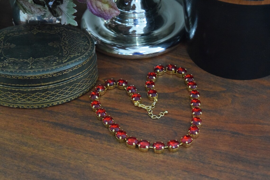 Ruby Anna Wintour Necklace Red Georgian Collet Necklace - Etsy