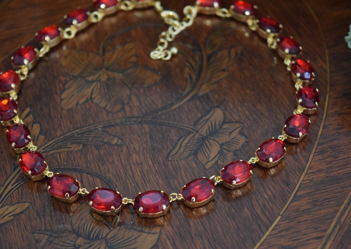 Ruby Anna Wintour Necklace Georgian Collet Necklace Red | Etsy