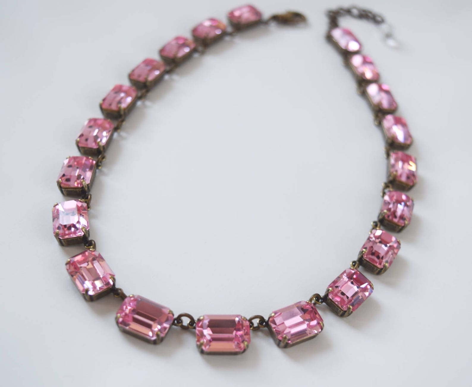 Light Pink Crystal Necklace Pink Swarovski Crystal Jewelry - Etsy