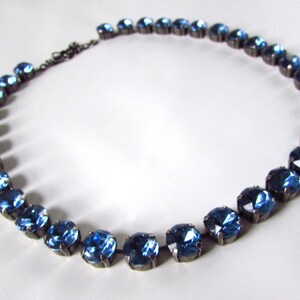 Light Blue Paste Glass Collet Necklace, Light Sapphire Blue, Ocean Blue ...
