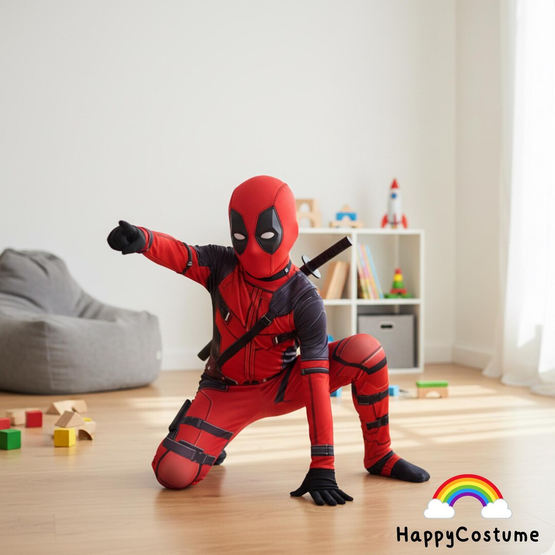 Kids Superhero Costume Boys Halloween Cosplay Outfit, Red Hero Jumpsuit ...