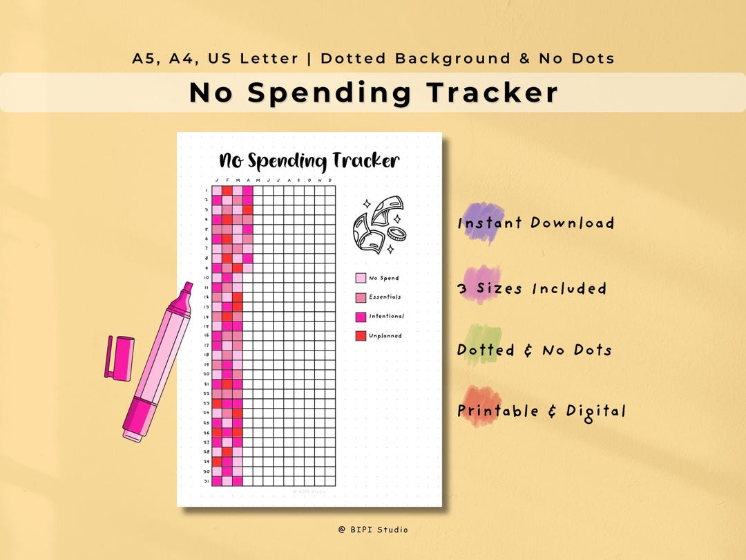 No Spend Challenge Tracker Printable: Mindful Budget Planner (a4/a5 ...