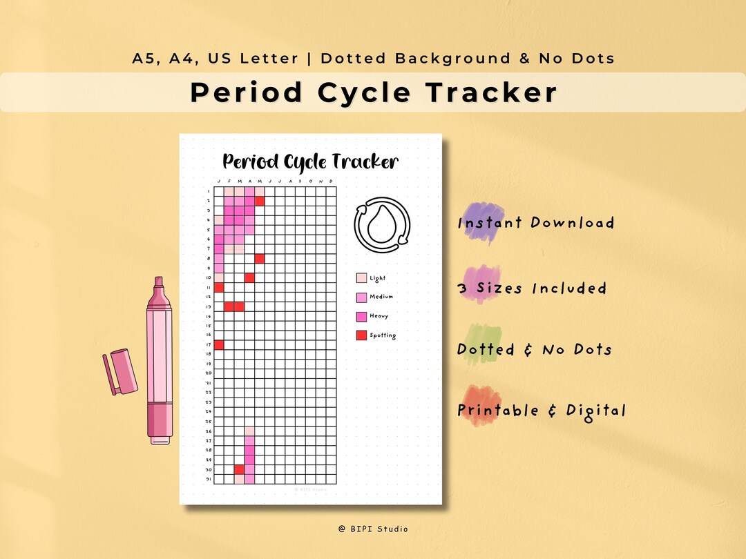 Period Tracker Printable | Menstrual Cycle & Ovulation Tracker | A5 A4 ...