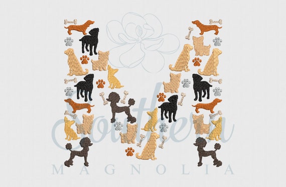 M Dog Solid Alphabet Embroidery Design | Etsy