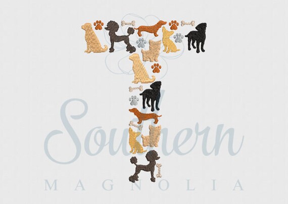 T Dog Solid Alphabet Embroidery Design - Etsy