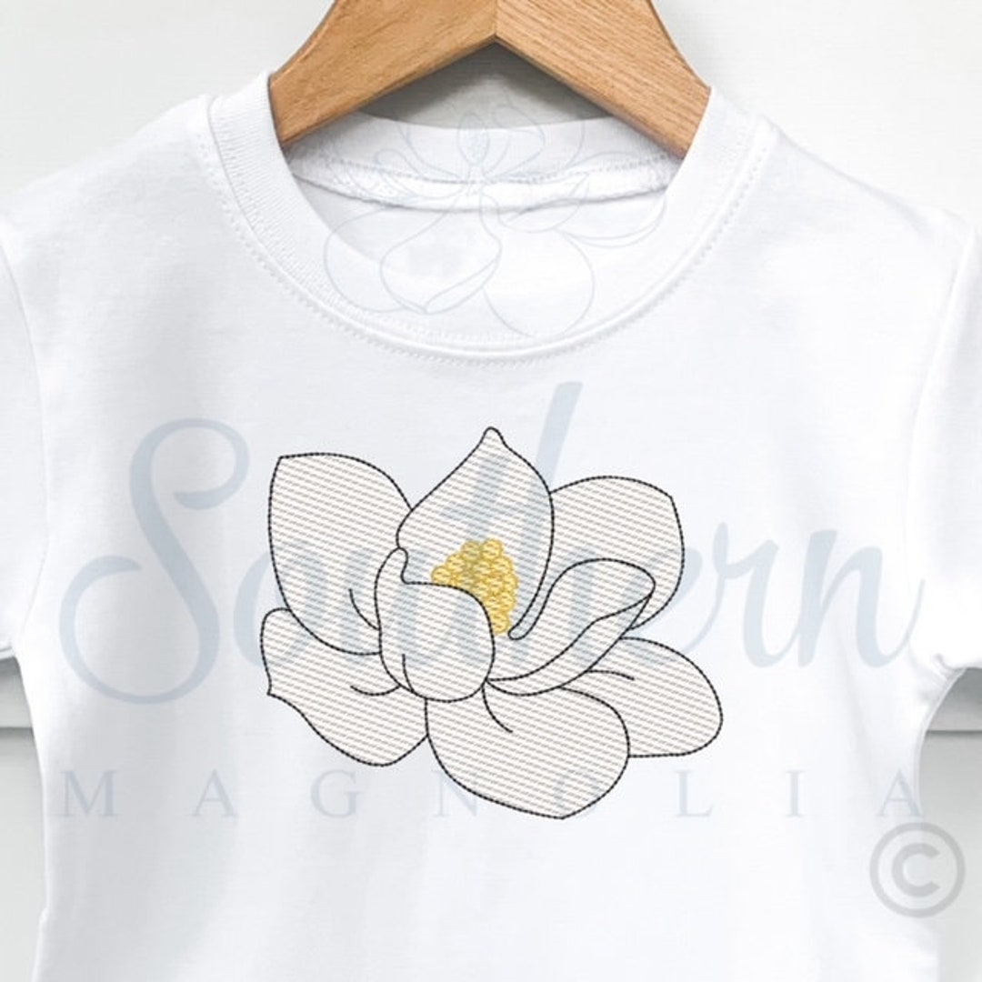 Magnolia Sketch Fill Embroidery Design, Magnolia Embroidery Pattern ...