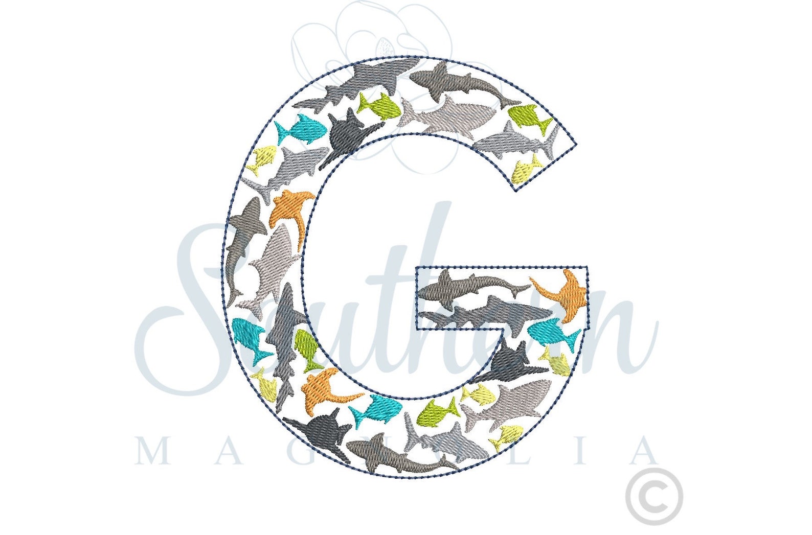 G Shark Alphabet Embroidery Design Sea Creatures Embroidery - Etsy