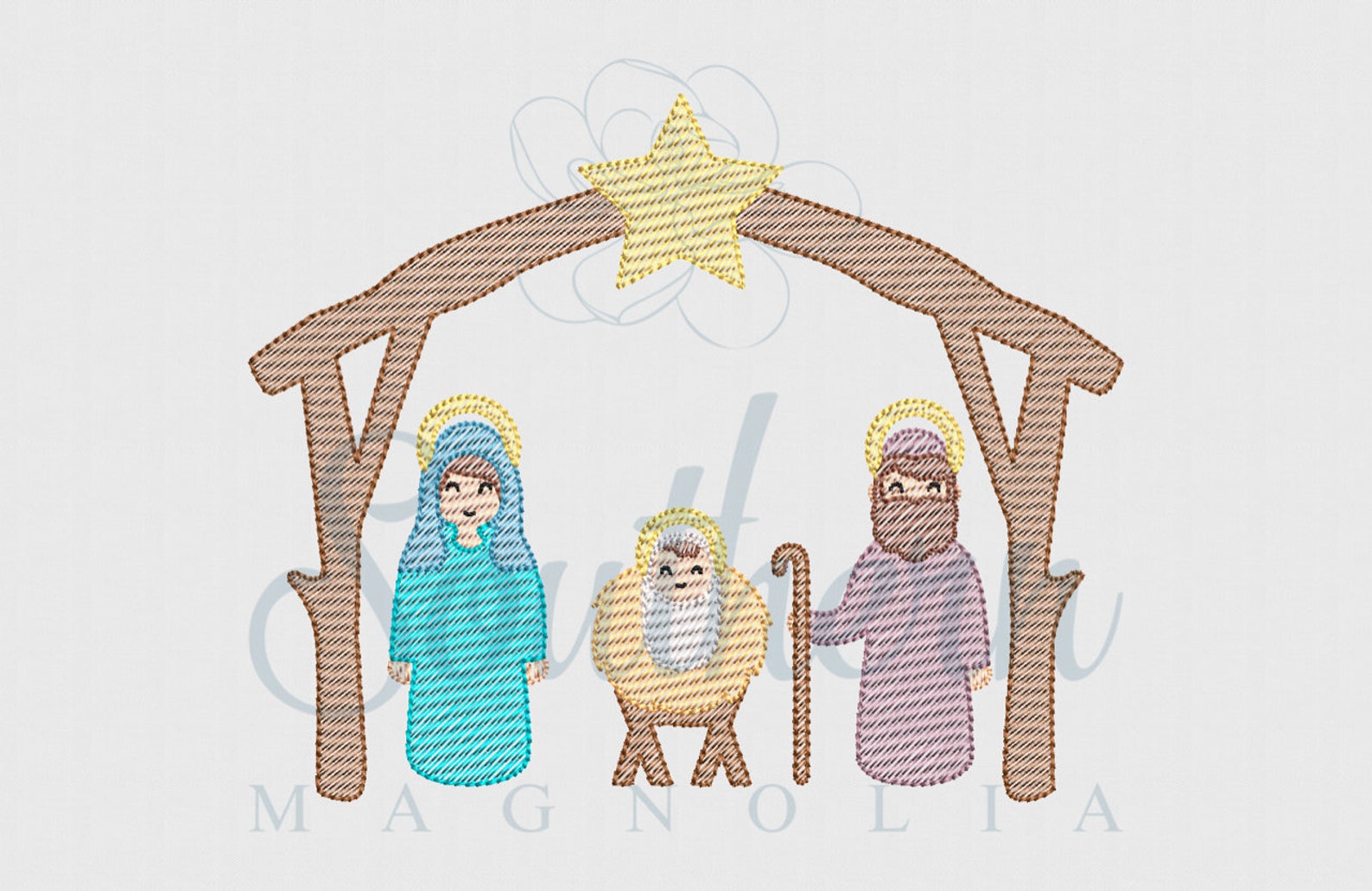 Holy Family Manger Sketch Fill Machine Embroidery Design - Etsy