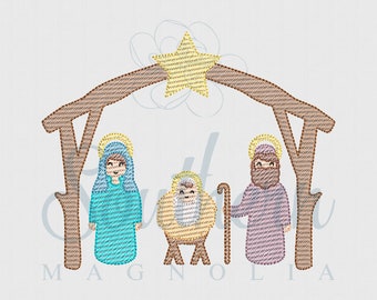 Holy Family Manger Sketch Fill Machine Embroidery Design - Etsy