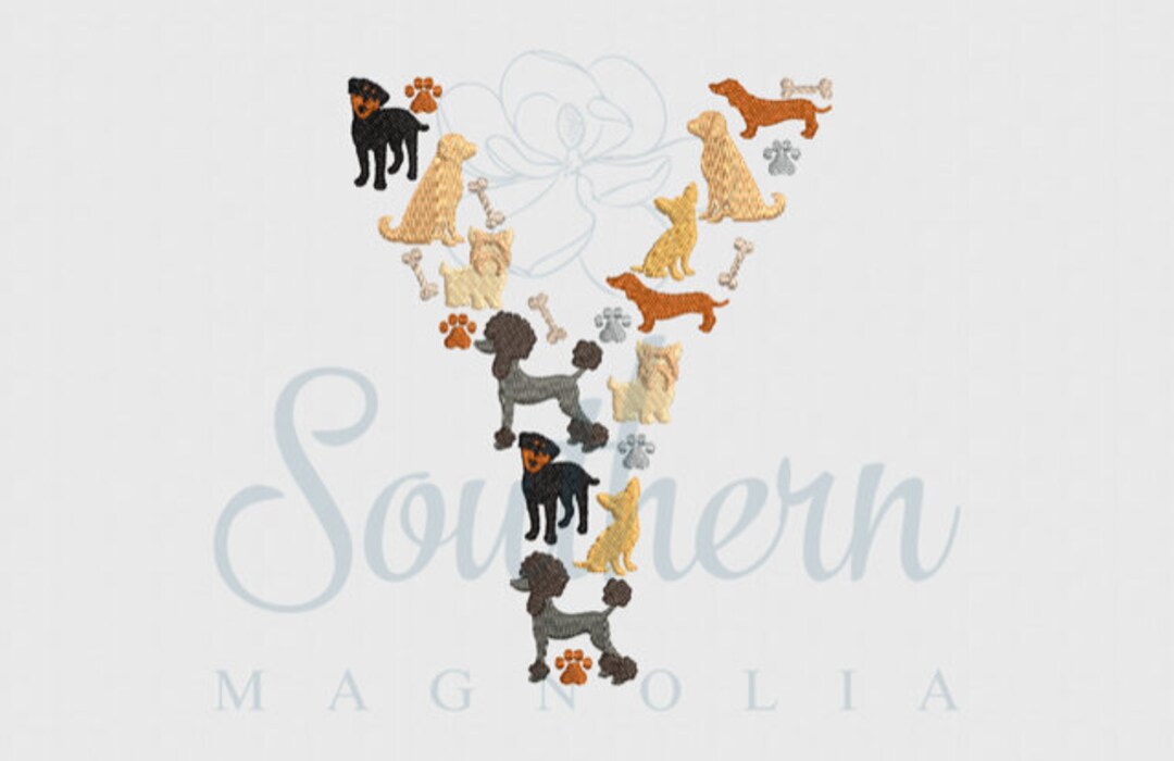 Y Dog Detail Alphabet Embroidery Design - Etsy
