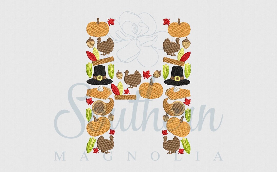 H Thanksgiving Alphabet Embroidery Design - Etsy