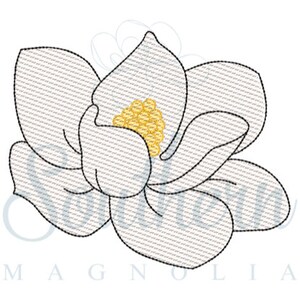 Magnolia Sketch Fill Embroidery Design, Magnolia Embroidery Pattern ...