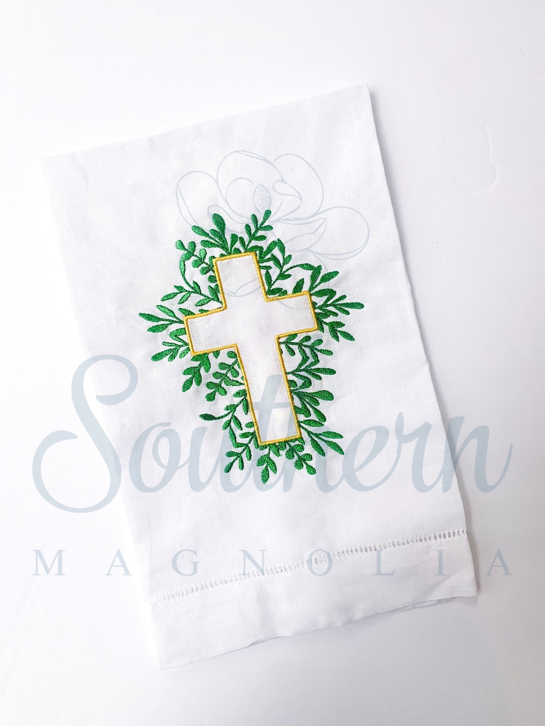Cross Embroidery Design, Floral Cross Embroidery, Cross Greenery, Cross ...