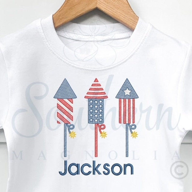 Firecracker Embroidery Design, Sketch Fill, July 4th Embroidery Design ...