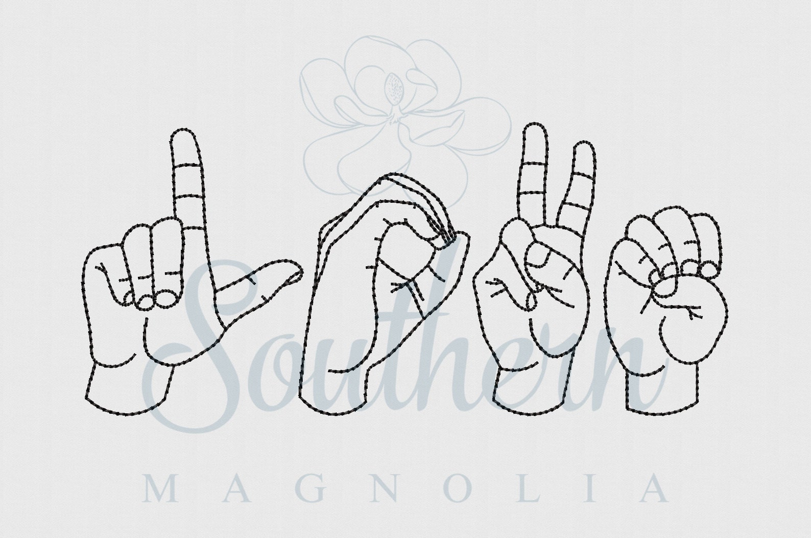 Sign Language LOVE, Bean Stitch Embroidery Design, Vintage Design ...