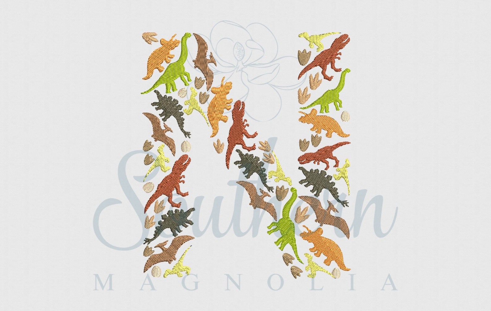 N Dinosaur Embroidery Design | Dinosaur Alphabet, Dinosaur Embroidery ...