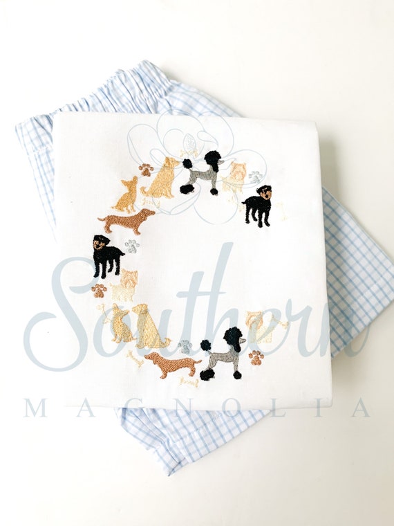 C Dog Detail Alphabet Embroidery Design - Etsy