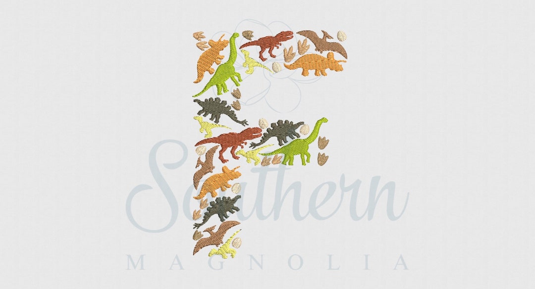 F Dinosaur Embroidery Design | Dinosaur Alphabet, Dinosaur Embroidery ...
