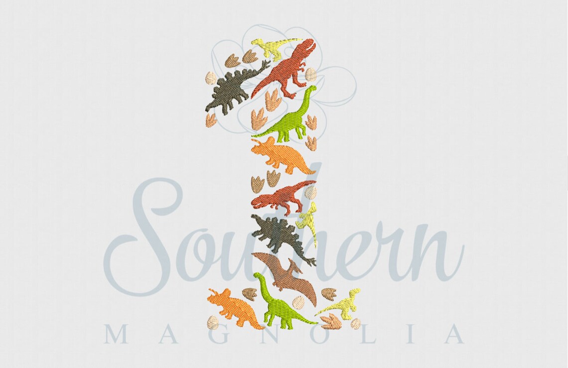 Dinosaur Number 1 Embroidery Design - Etsy
