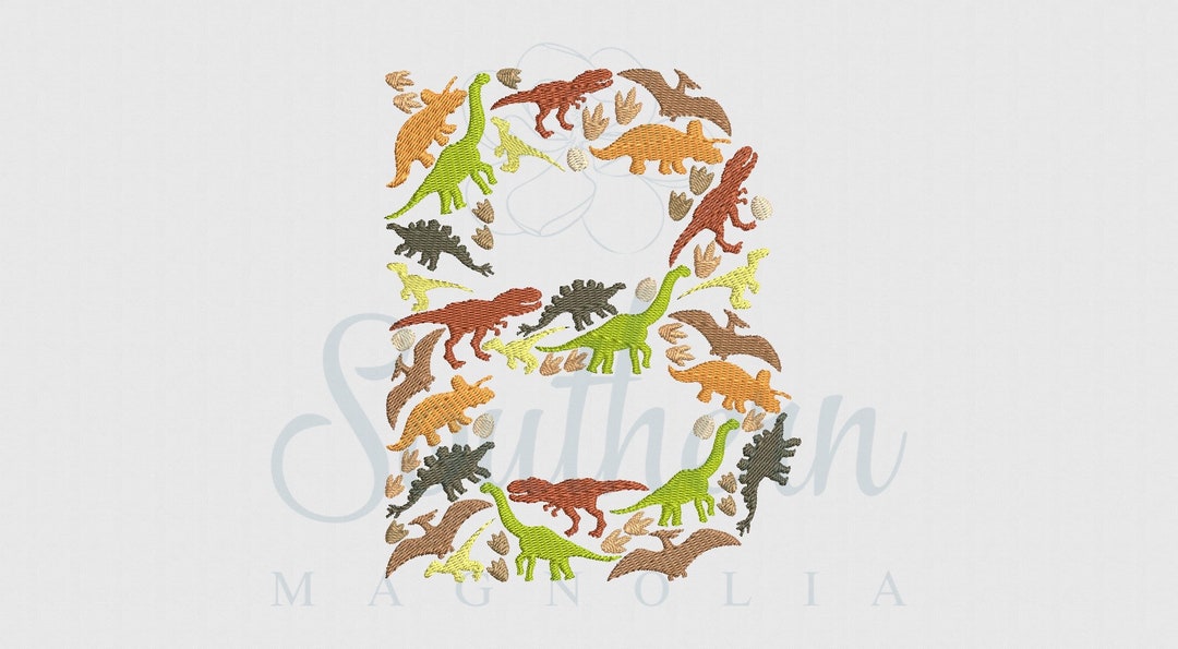 B Dinosaur Alphabet Embroidery Design Pattern Font - Etsy