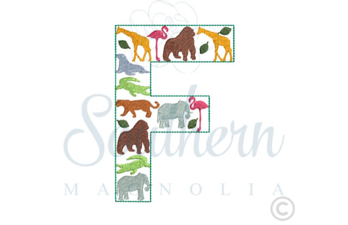 F Zoo Alphabet Embroidery Design Zoo Embroidery Font Safari - Etsy