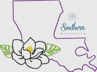 Louisiana Magnolia Outline Embroidery Design - Etsy