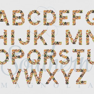 Thanksgiving Alphabet Embroidery Design- Whole Uppercase Alphabet ...