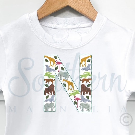 N Zoo Alphabet Embroidery Design zoo embroidery font safari | Etsy