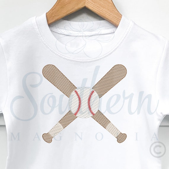 Bats and Ball Baseball Embroidery Design Sketch Fill - Etsy