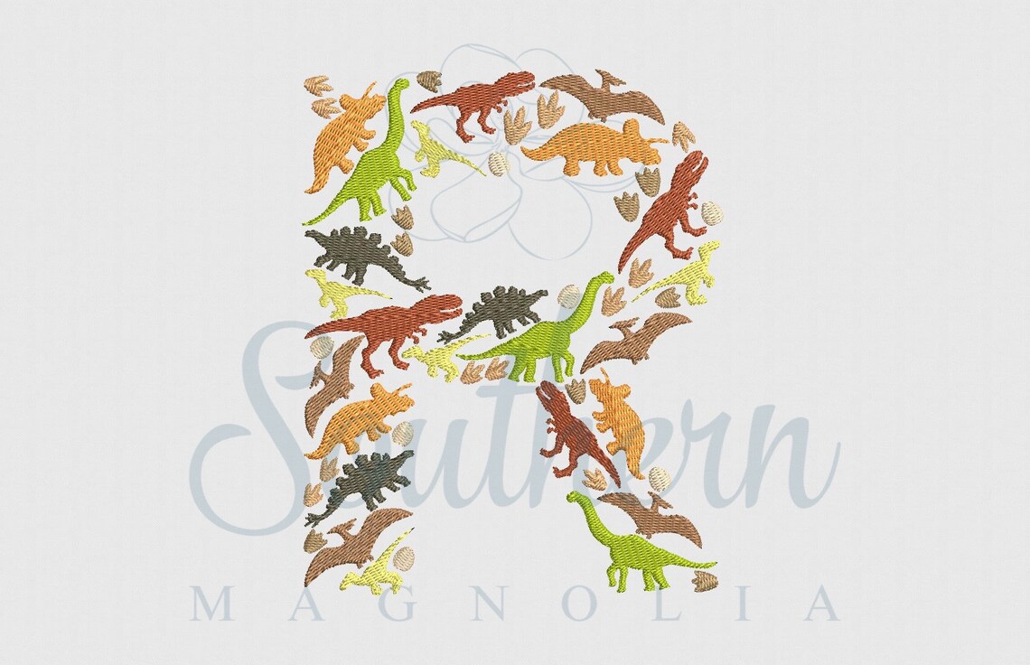 R Dinosaur Embroidery Design | Dinosaur Alphabet, Dinosaur Embroidery ...