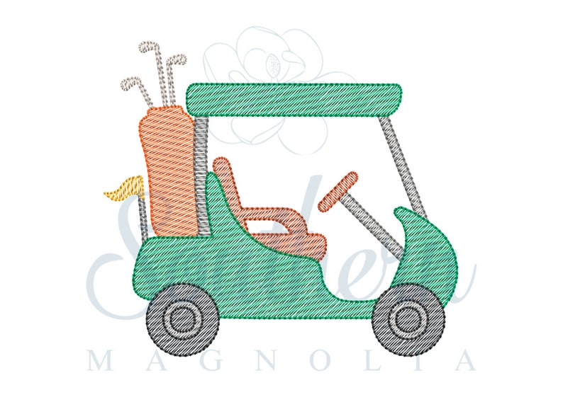 Golf Cart Embroidery Design Sketch Fill Embroidery Golf - Etsy