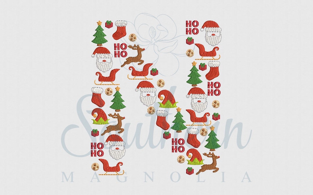 N Christmas Santa Alphabet Embroidery Design - Etsy